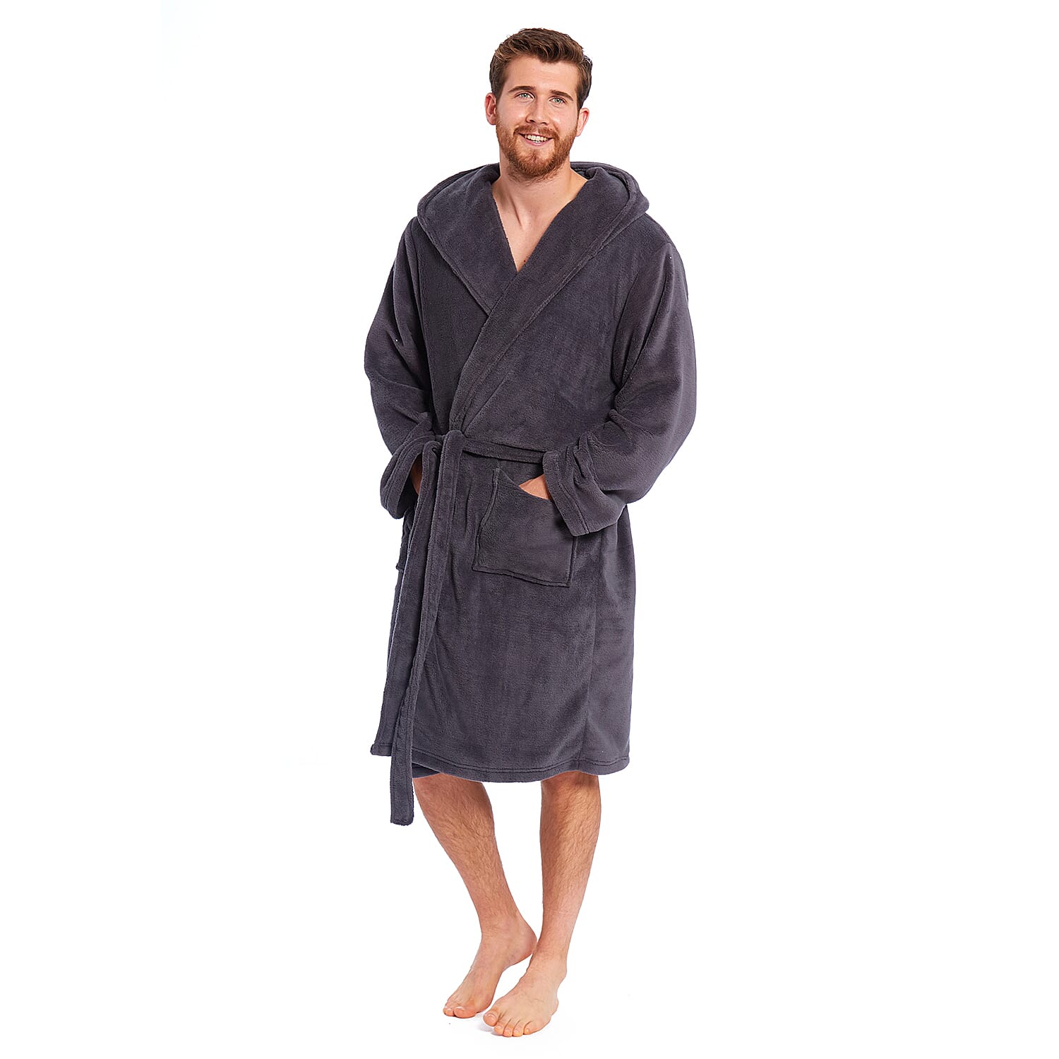 Premium Luxury Toweling Coral Fleece Robe (Size M) - Charcoal - 7677007 ...