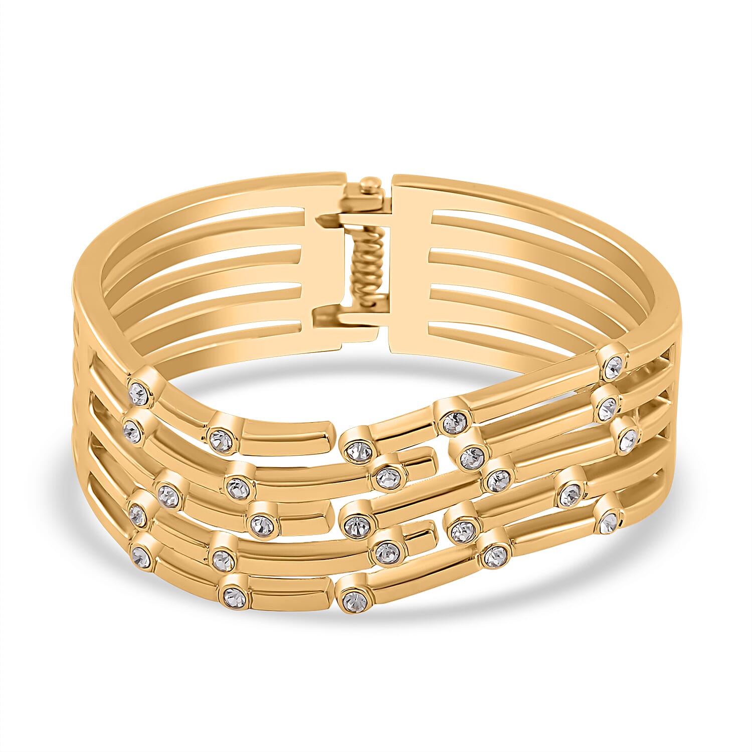 White Austrian Crystal Bubble Multi Row Stackable Bangle - 7681298 - TJC