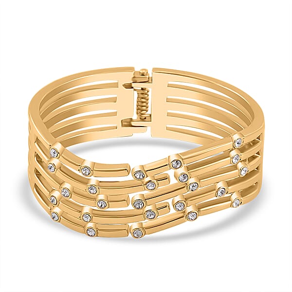 White Austrian Crystal Bubble Multi Row Stackable Bangle - 7681298 - TJC