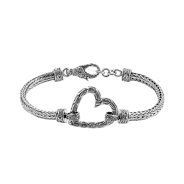 Royal Bali Collection- Sterling Silver Heart Bracelet (Size - 8 ...