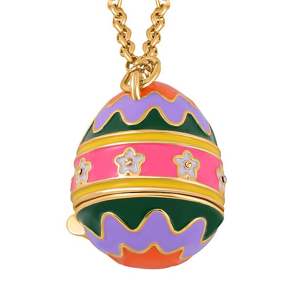 Multi Colour & White Austrian Crystal Enamelled Easter Egg Necklace ...