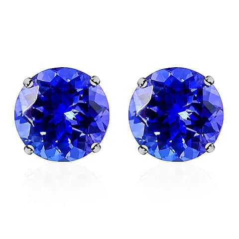 Certified & Appraised Rhapsody 950 Platinum AAAA Tanzanite Round Stud ...