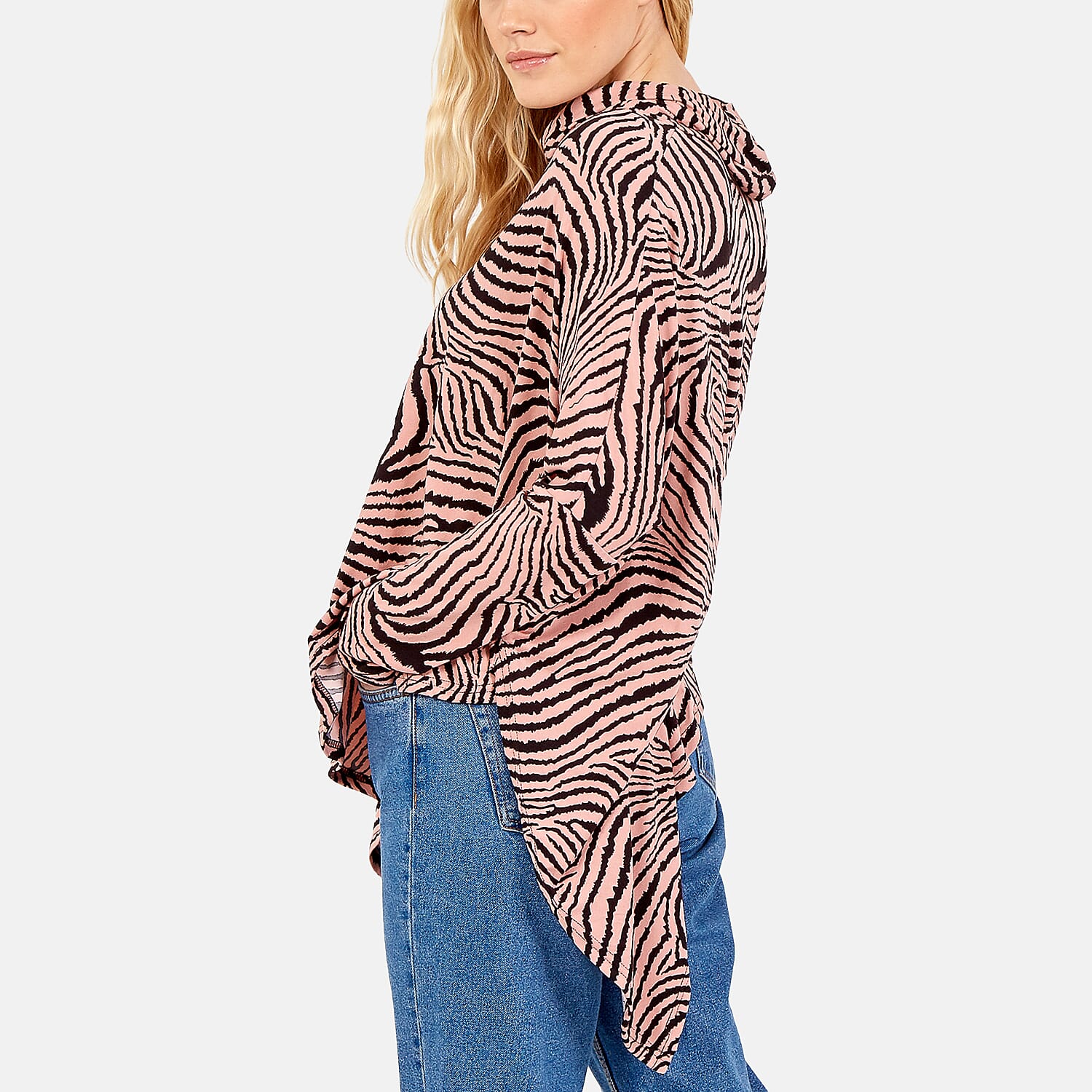 Nova of London - Abstract Zebra Pattern Oversized Cowl Neck Top(Size S ...