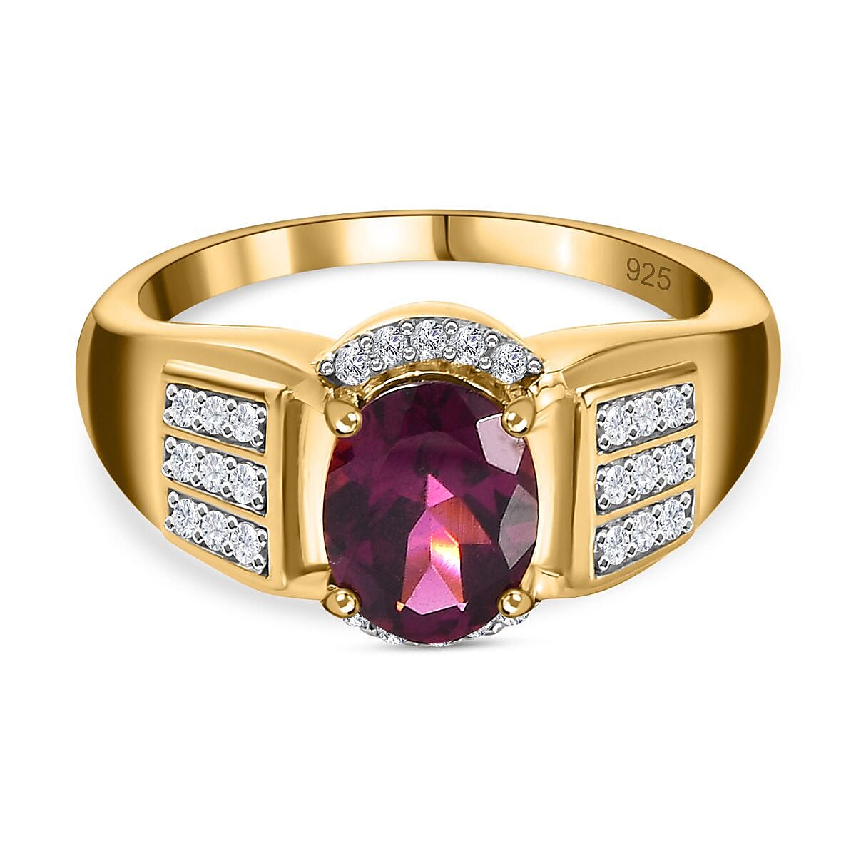 Rhodolite Garnet & Natural Zircon Ring in 18K Yellow Gold Vermeil ...