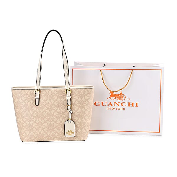 GUANCHI Tote Bag with Pouch & Handle Drop - Off White - 7692826 - TJC