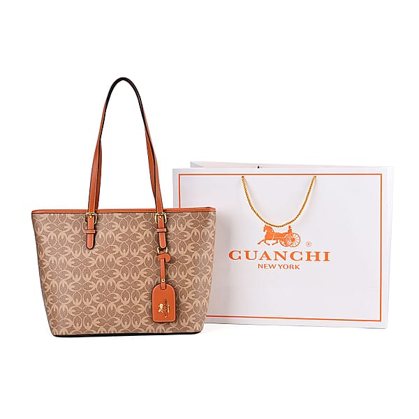 GUANCHI Tote Bag with Pouch & Handle Drop - Brown - 7692831 - TJC