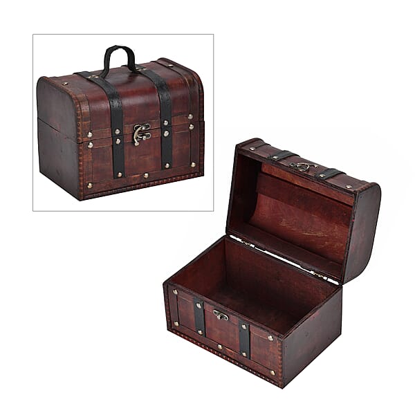 Classic Antique Style Wooden Storage Box - Brown - 7696022 - TJC