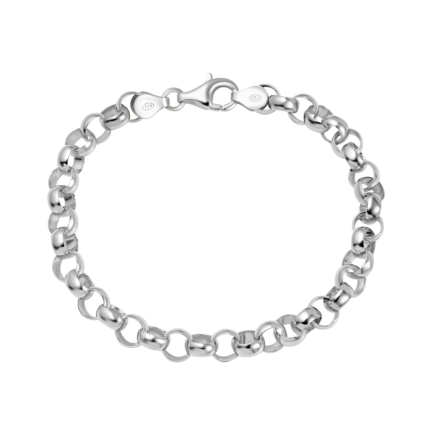 Sterling Silver Round Belcher Bracelet (Size - 8), Silver Wt. 12 Gms ...