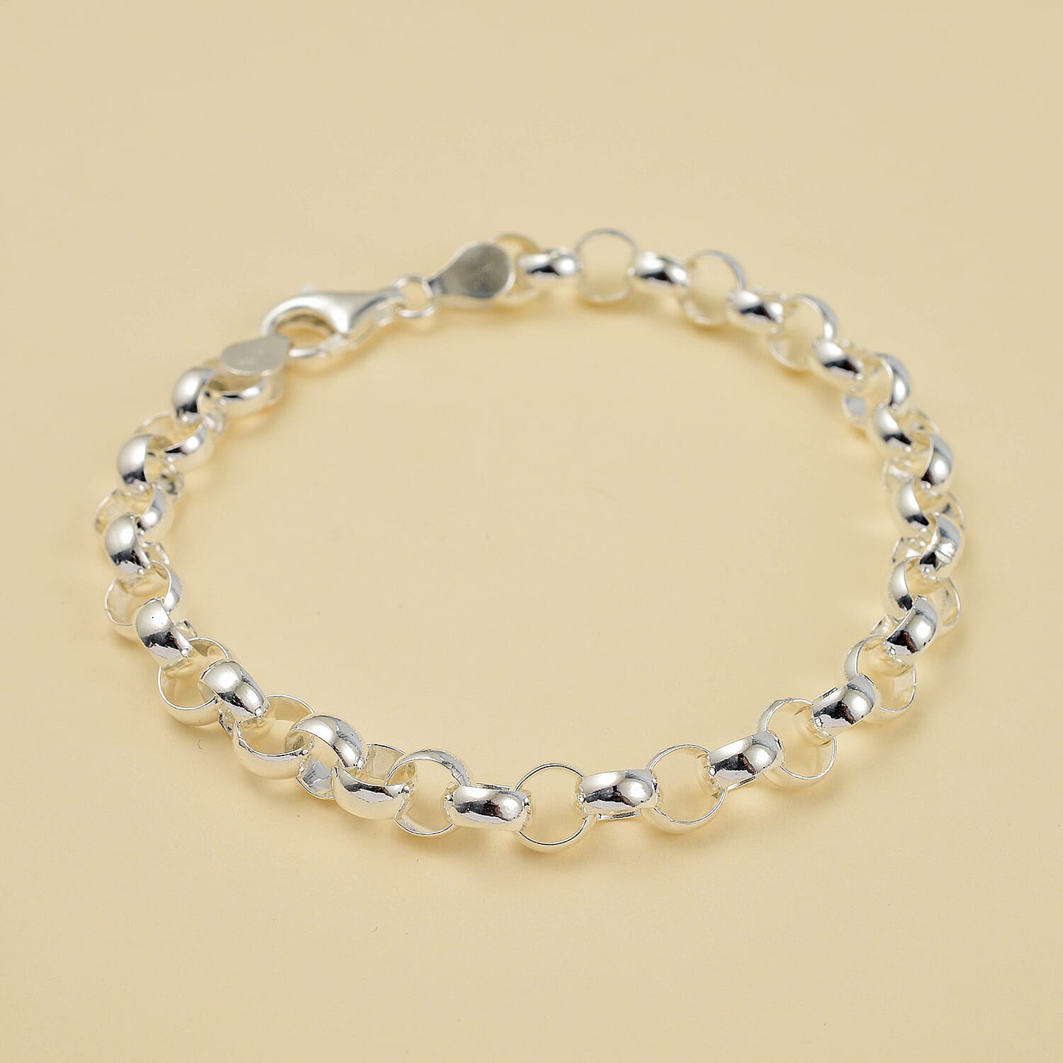 Sterling Silver Round Belcher Bracelet (Size - 8), Silver Wt. 12 Gms ...