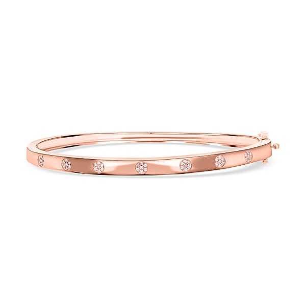 Natural Pink Diamond Bangle in 18K Vermeil Rose Gold Plated Sterling ...