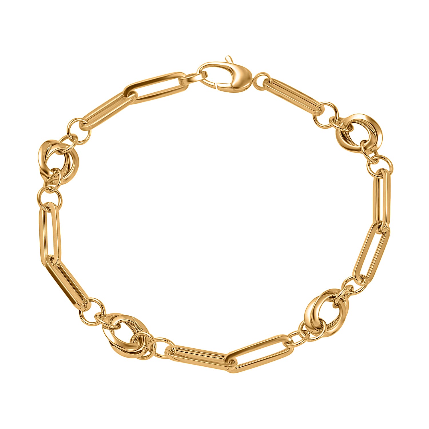 First Time Ever 9K Yellow Gold Paperclip and Knot Link Bracelet (Size ...