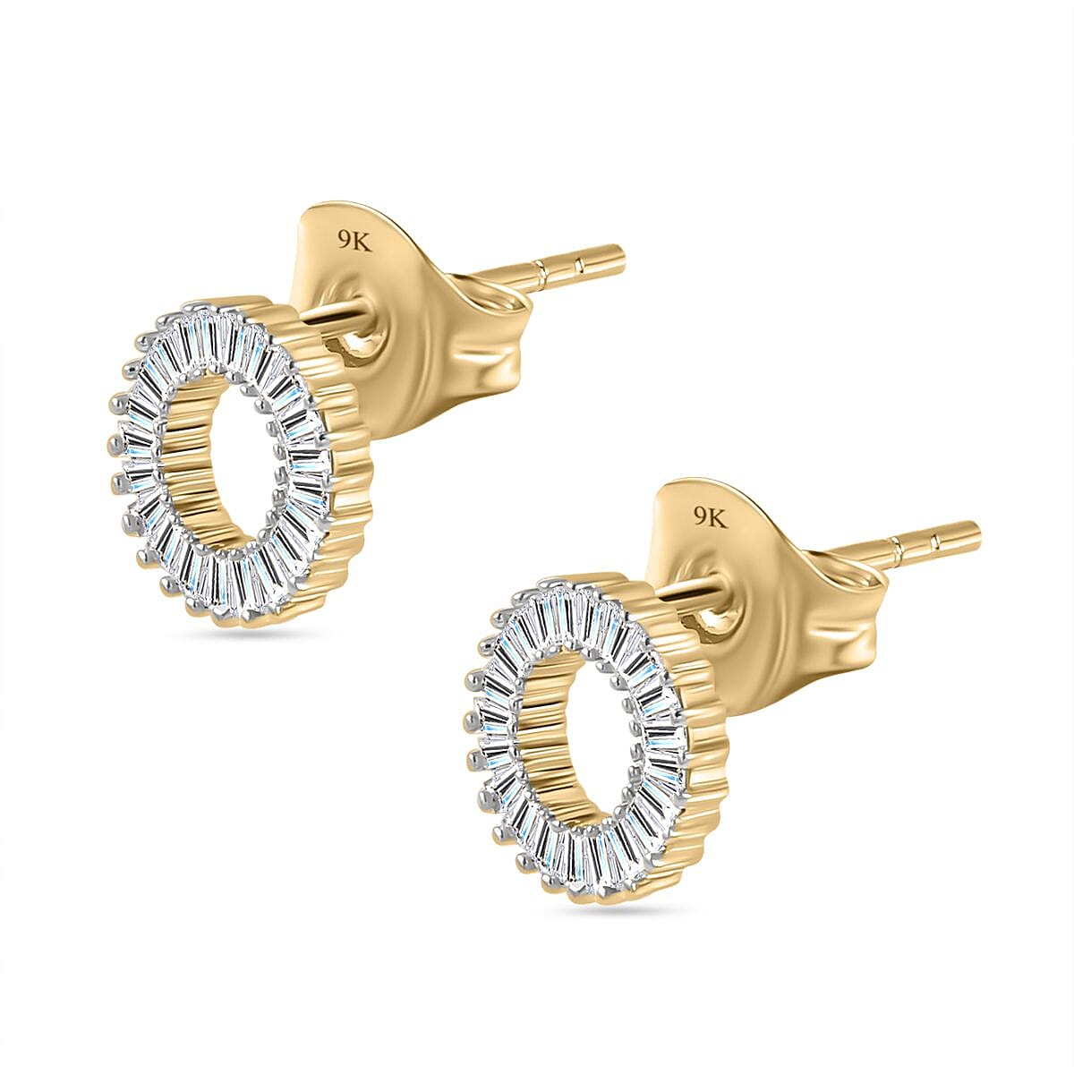 9K Yellow Gold White Diamond Circle Earring With Push Back - 7714252 - TJC