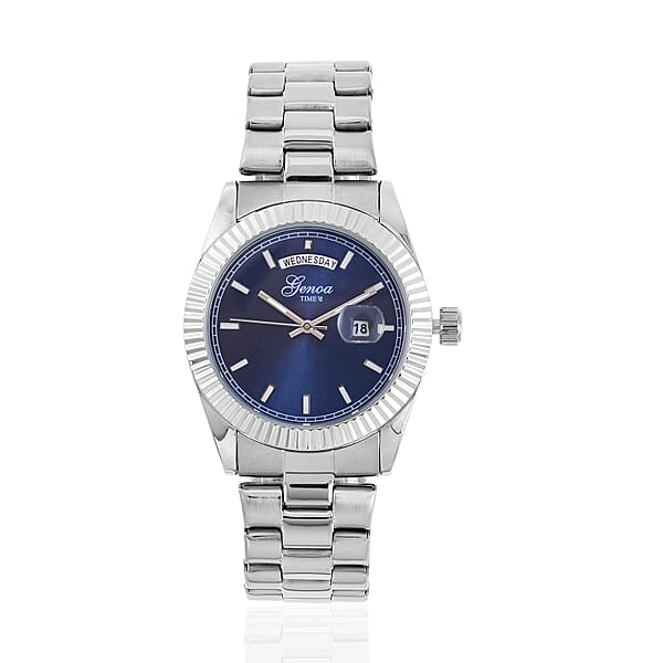 GENOA TIME Day Date 3ATM WR Blue Dial Watch - 7714941 - TJC