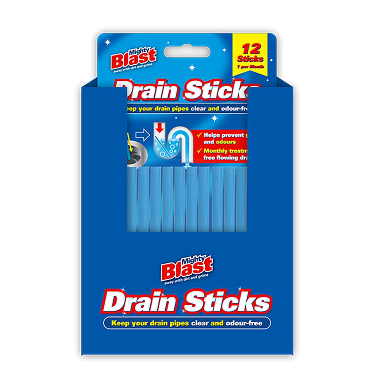 Mighty Blast - Set of 12 Drain Sticks - Blue - 7721505 - TJC