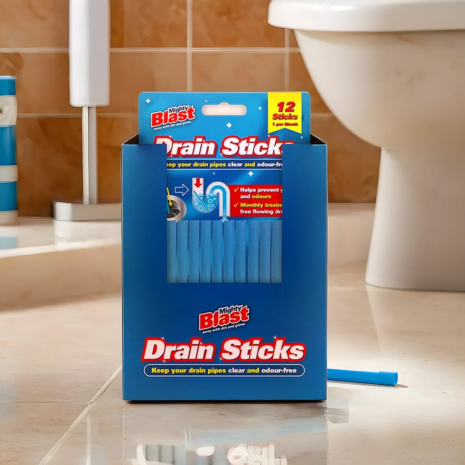 Mighty Blast - Set of 12 Drain Sticks - Blue - 7721505 - TJC
