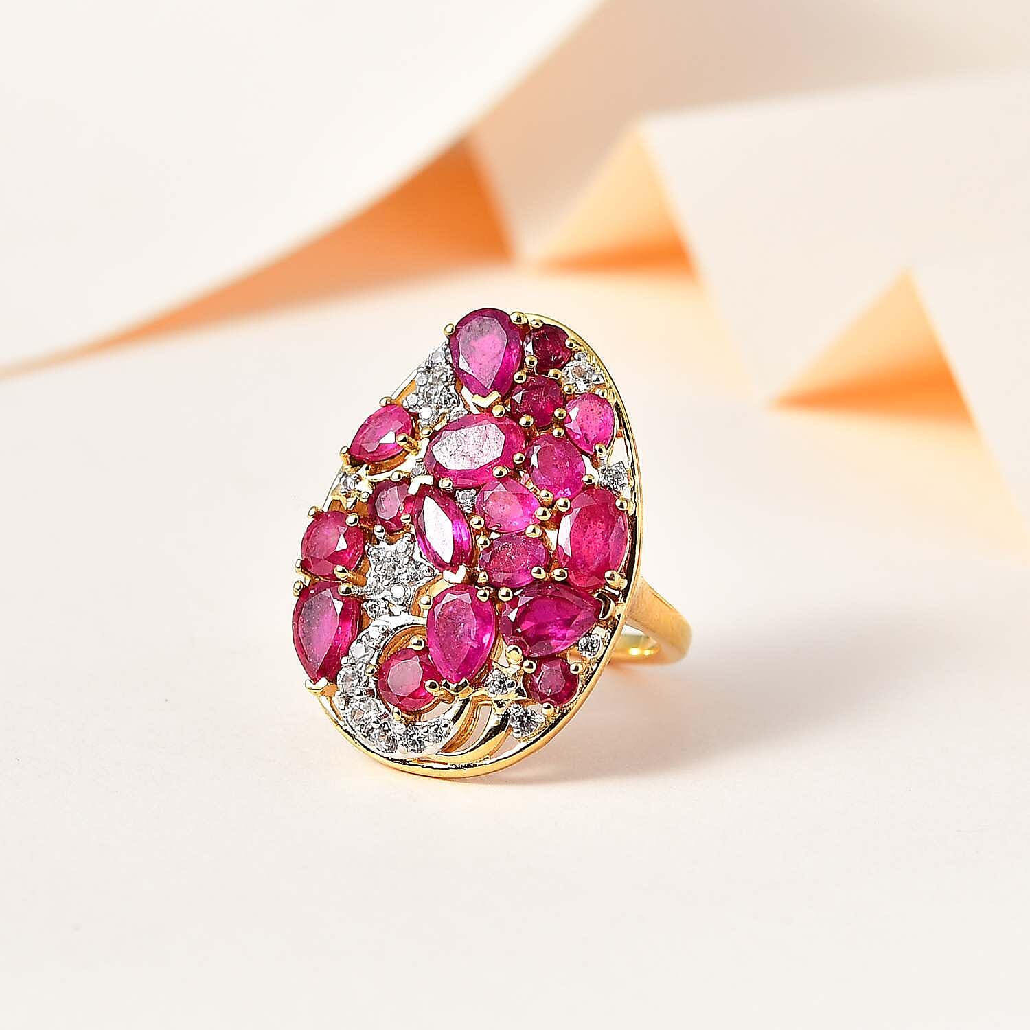 GP Celestial Collection - Ruby & Natural Zircon Ring in 18K Yellow Gold ...