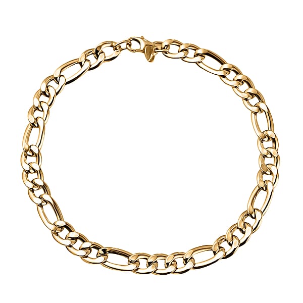 9K Yellow Gold Figaro Bracelet (Size - 8) - 7722955 - TJC