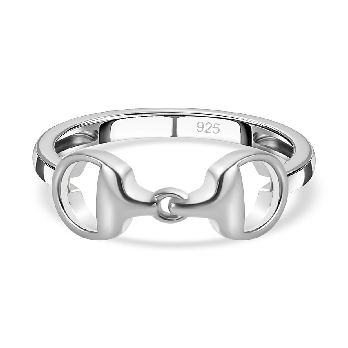 Platinum Overlay Sterling Silver Snaffle Ring - 7723341 - TJC