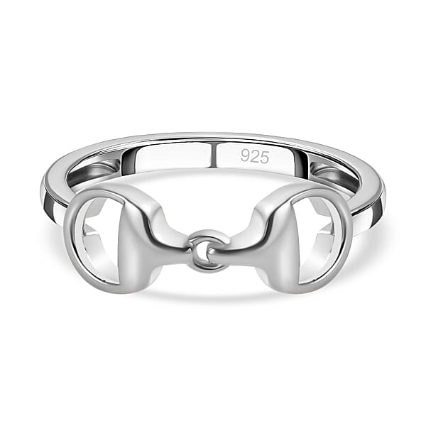 Platinum Overlay Sterling Silver Snaffle Ring - 7723341 - TJC