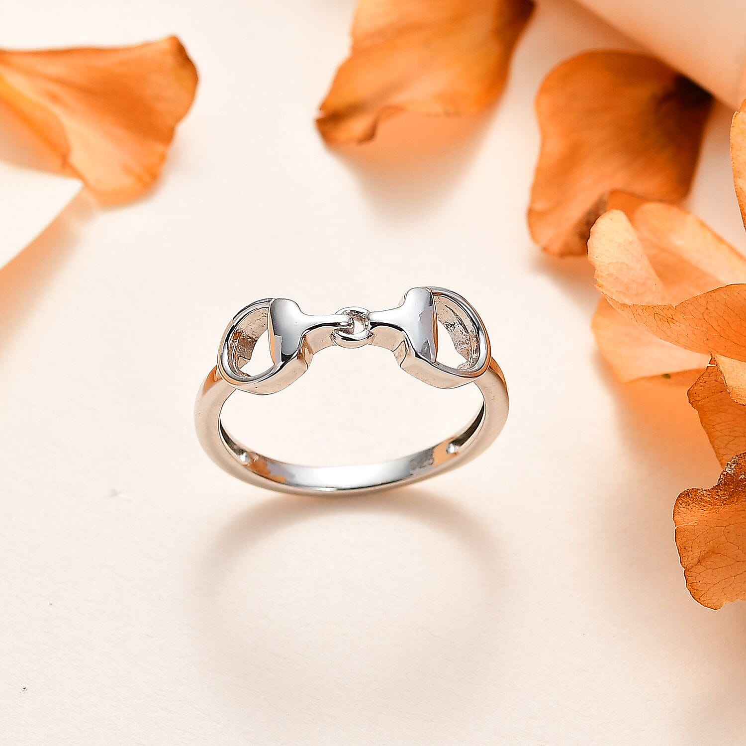 Platinum Overlay Sterling Silver Snaffle Ring - M7723341 - TJC