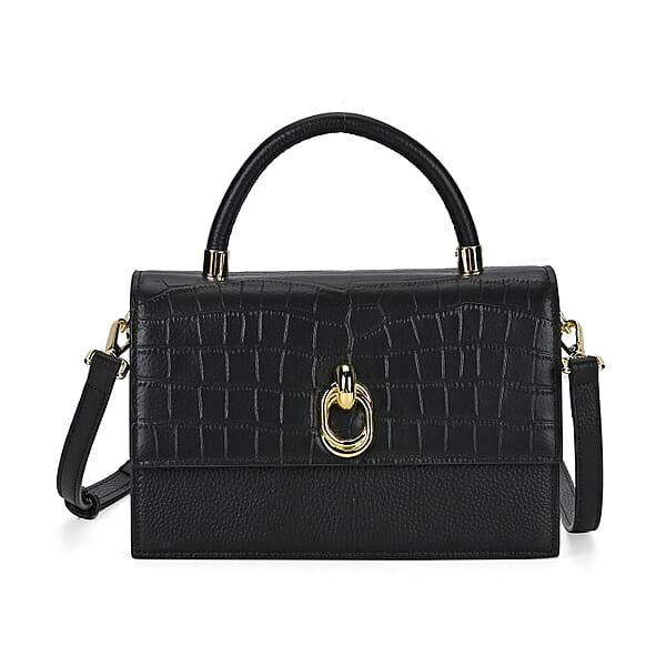 Genuine Leather Crocodile Embossed Crossbody Bag - 7726062 - TJC