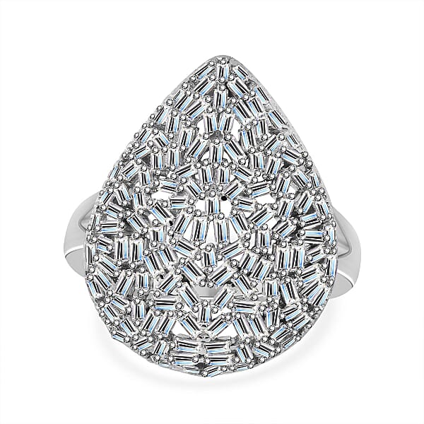 Red Carpet Collection - Fire Cracker Cubic Zirconia Ring in Rhodium ...