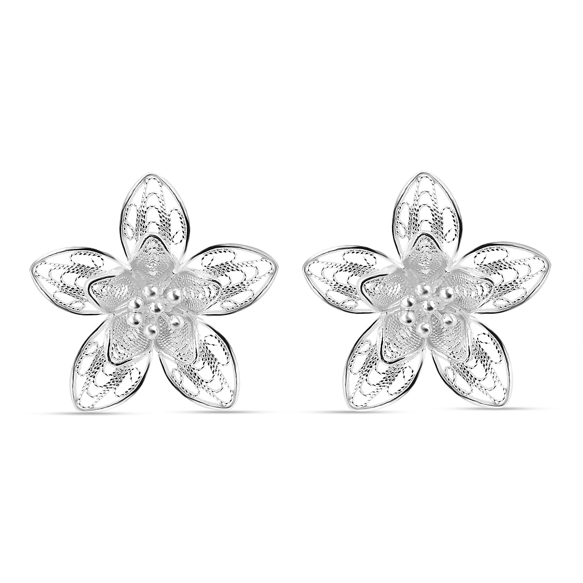 The Royal Bali Collection Sterling Silver Flower Earrings With Push ...