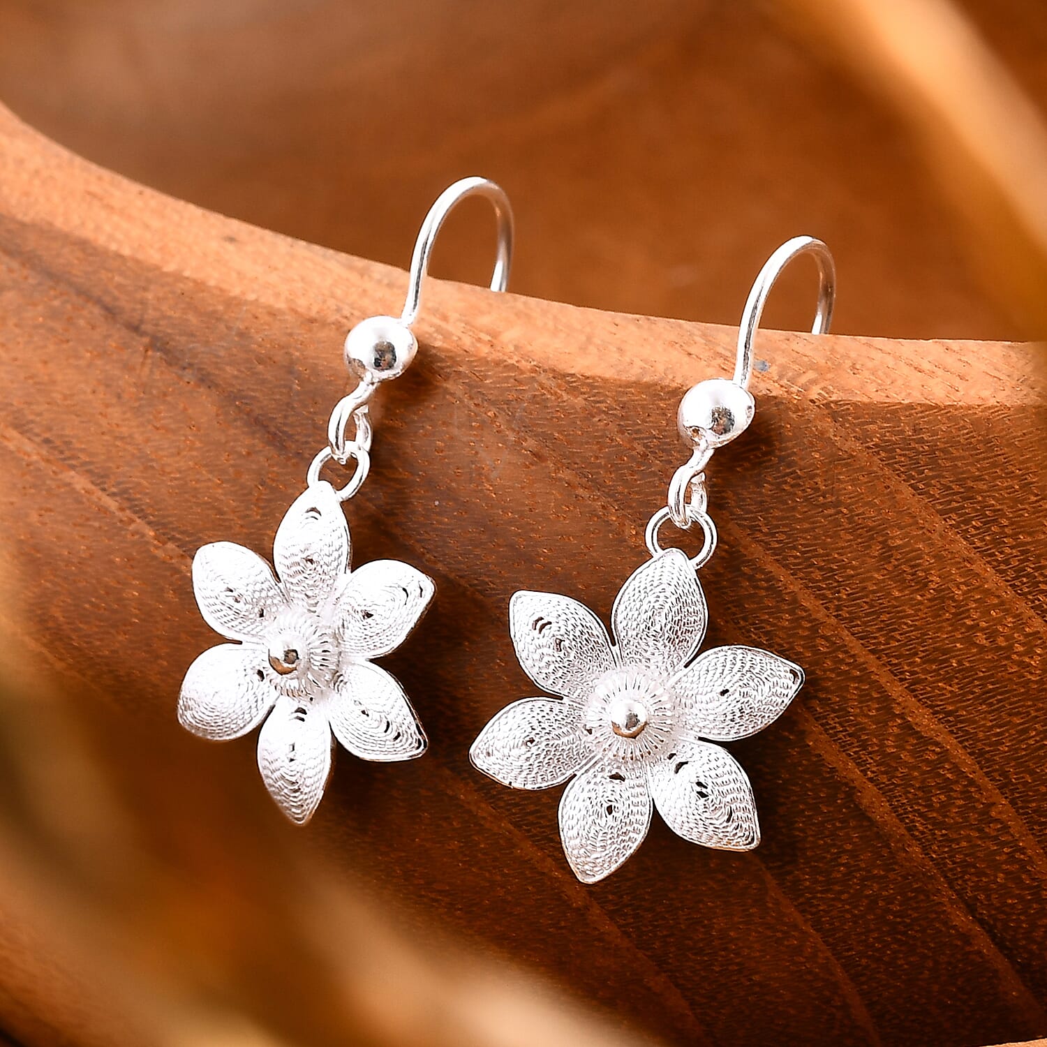 Royal Bali- Sterling Silver Floral Earrings - 7728406 - TJC