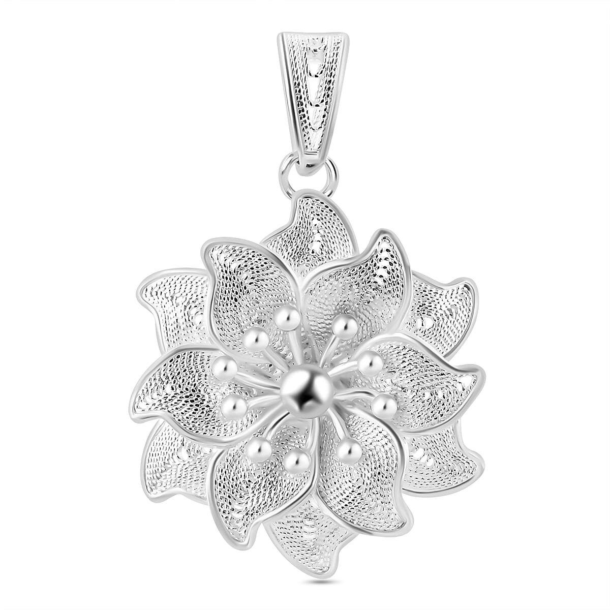 Royal Bali- Sterling Silver Floral Pendant - 7728411 - TJC