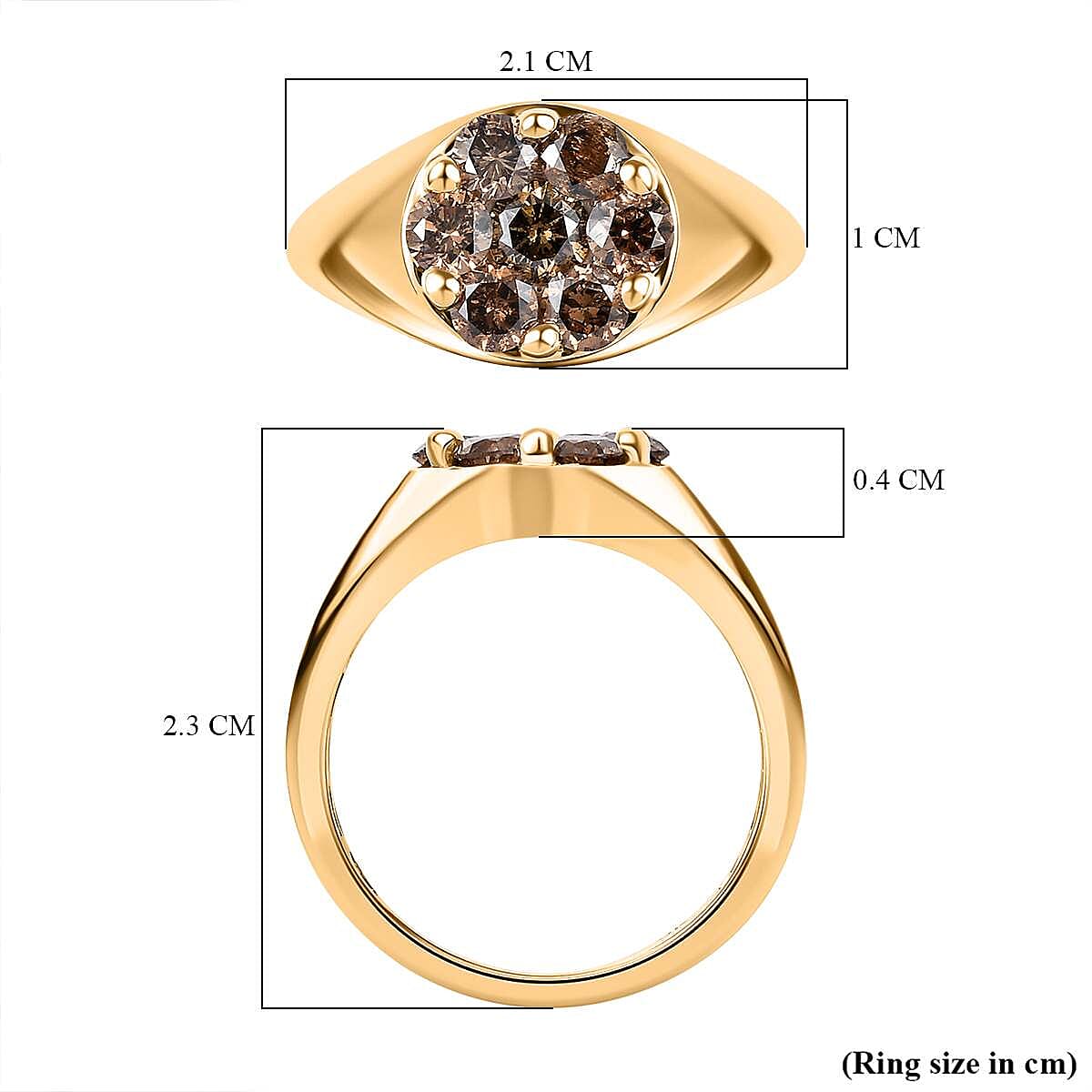 9K Yellow Gold SGL Certified Natural Champagne Diamond Ring 1.00 Ct - 7730666 - TJC