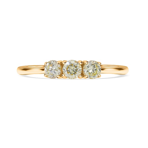 Natural Yellow Diamond Trilogy Ring in 14K Yellow Gold, SGL Certified ...