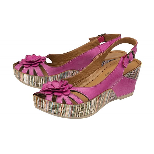 Lotus: Leather Caria Slingback Shoes - Magenta - 7733447 - TJC