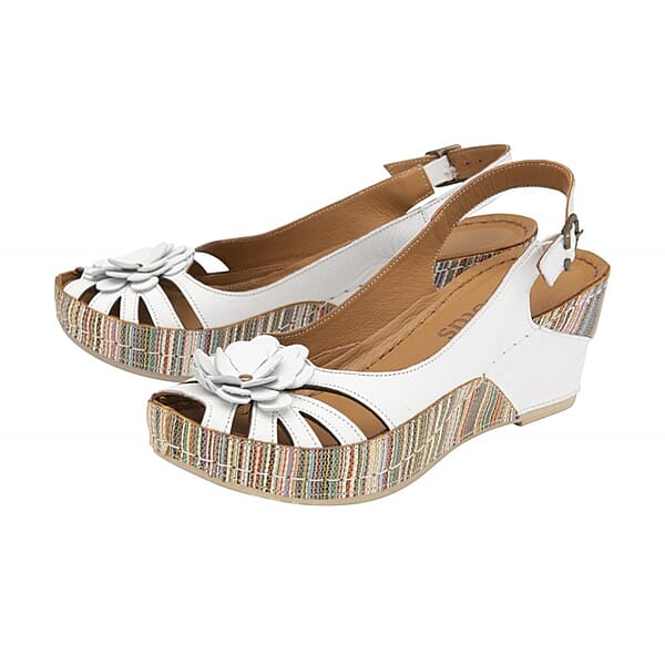 Lotus: Leather Caria Slingback Shoes - White - 7733449 - TJC