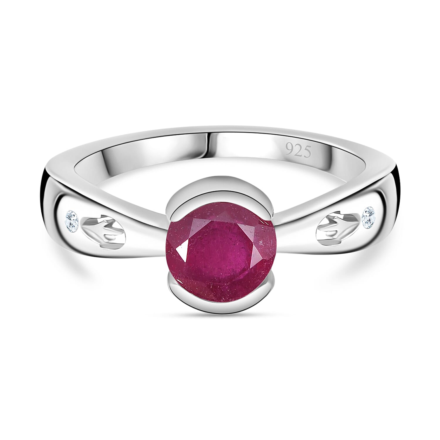 African Ruby & Natural Zircon Ring in Platinum Overlay Sterling Silver ...