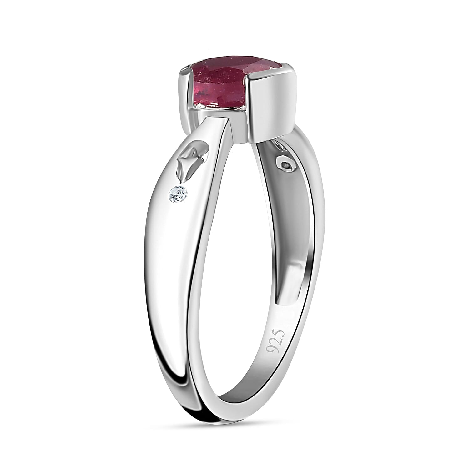 African Ruby & Natural Zircon Ring in Platinum Overlay Sterling Silver ...