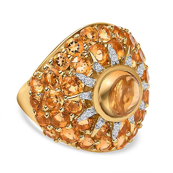 GP Celestial Collection - Citrine and Natural Zircon Ring in Platinum ...