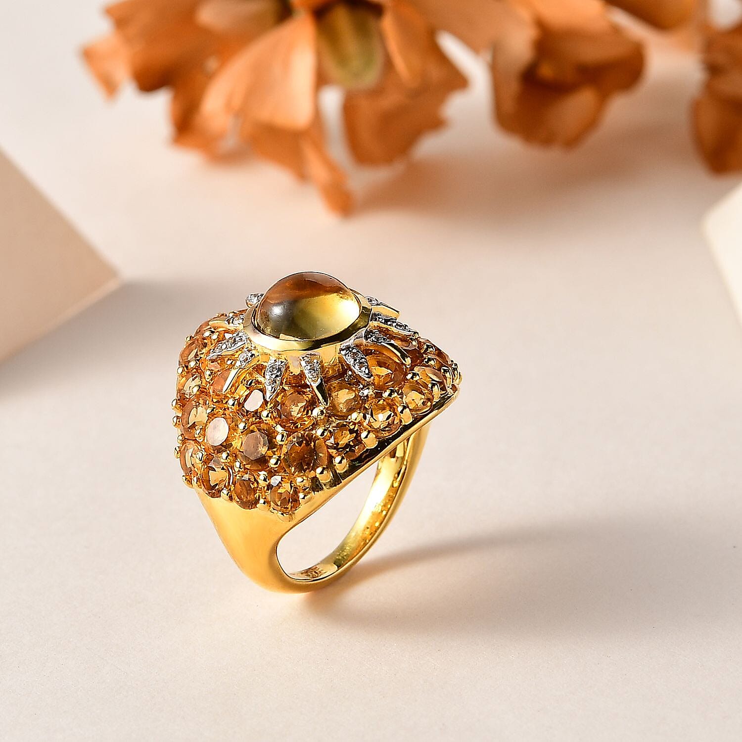 GP Celestial Collection - Citrine and Natural Zircon Ring in Platinum ...