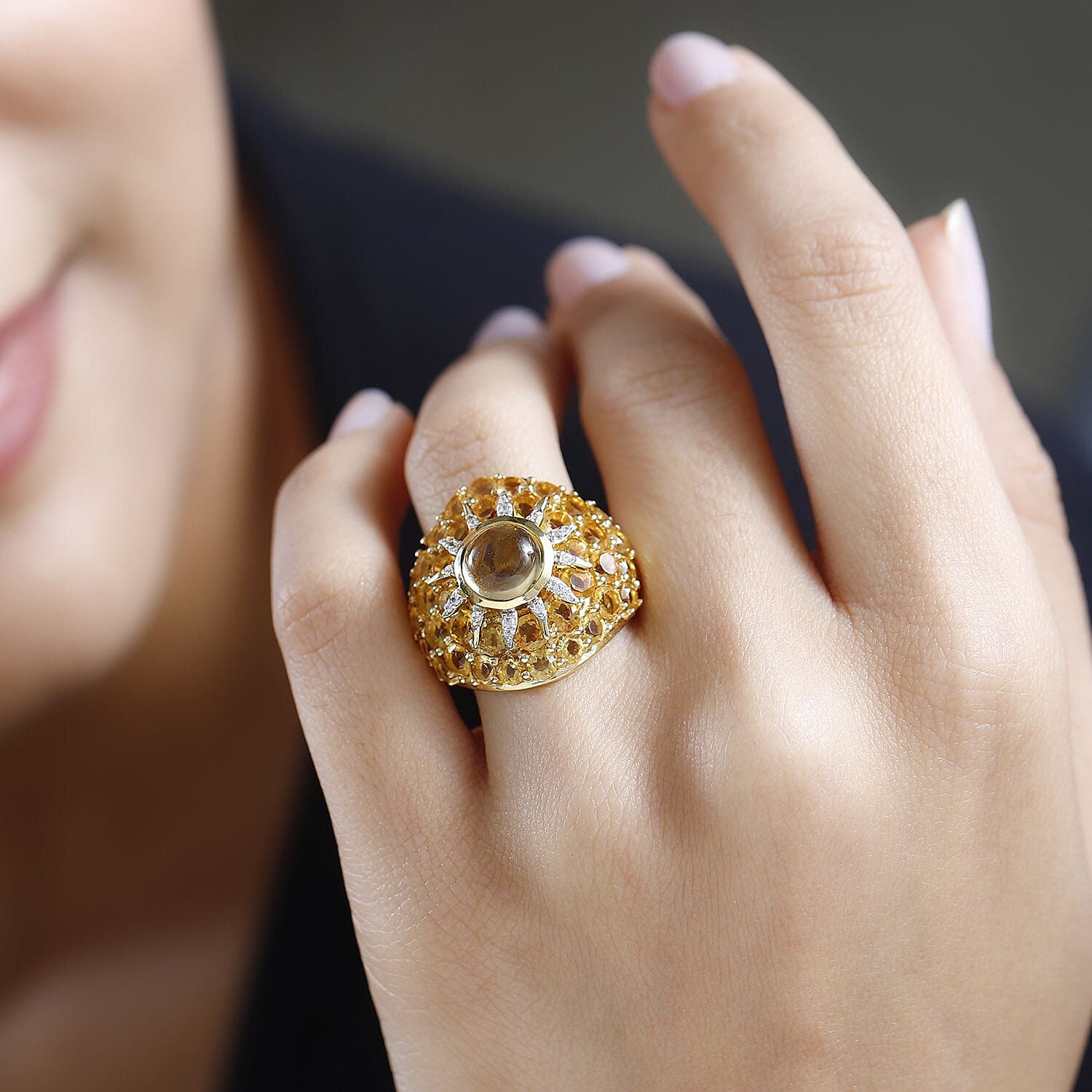 GP Celestial Collection - Citrine and Natural Zircon Ring in Platinum ...