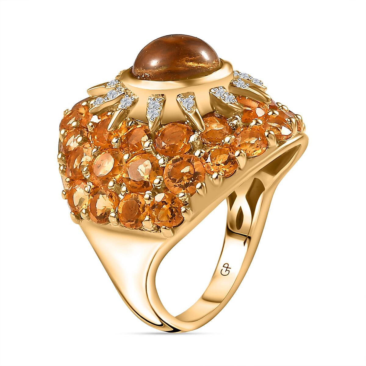 GP Celestial Collection - Citrine and Natural Zircon Ring in Platinum ...