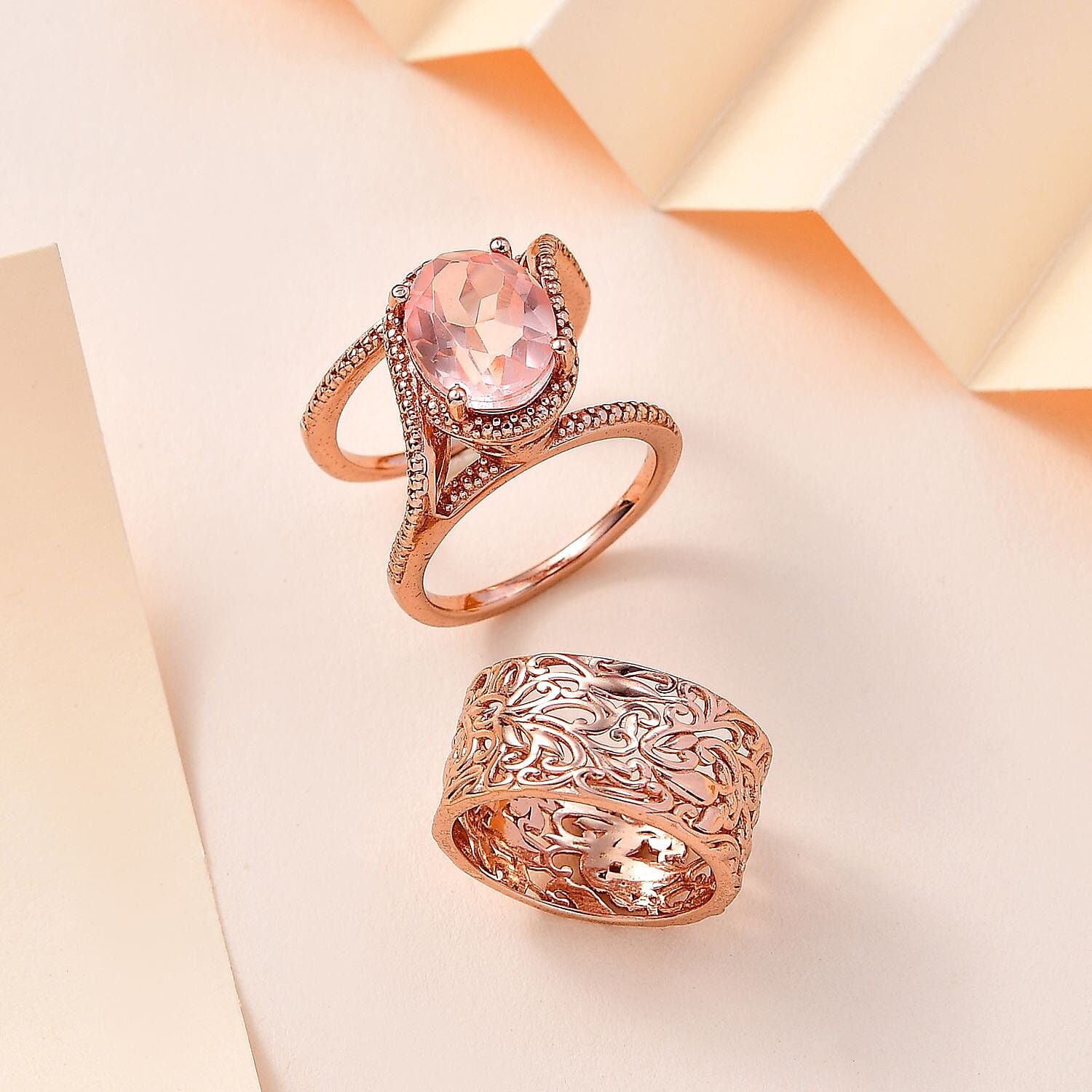 Colour of 2024- Morganite Colour Quartz Solitaire Ring 4.00 Ct ...