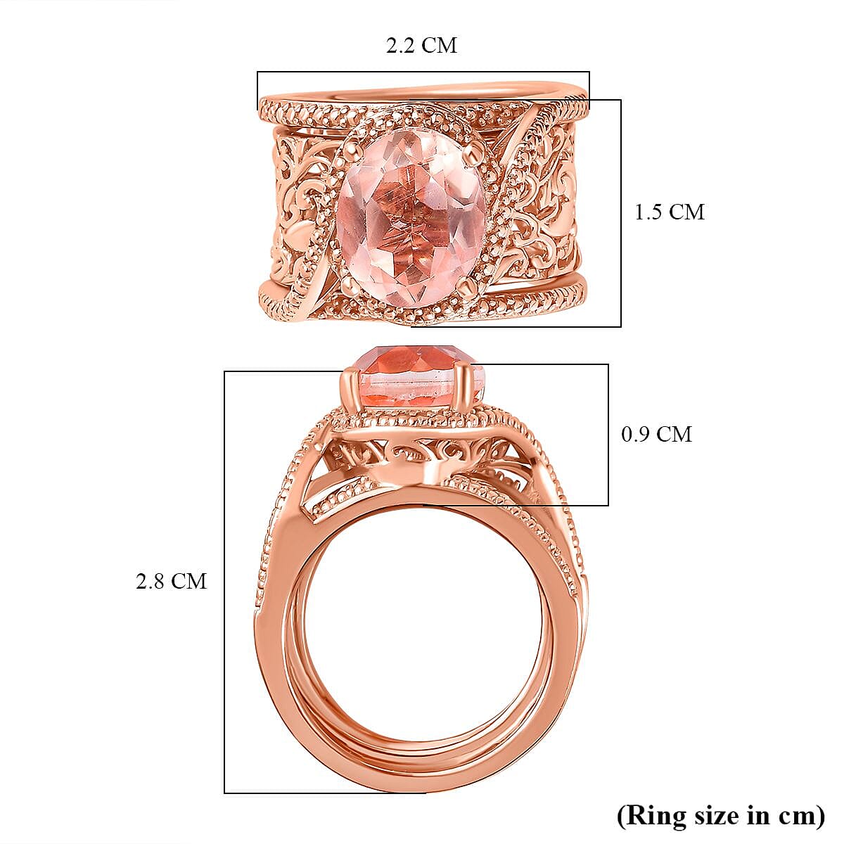 Colour of 2024- Morganite Colour Quartz Solitaire Ring 4.00 Ct ...