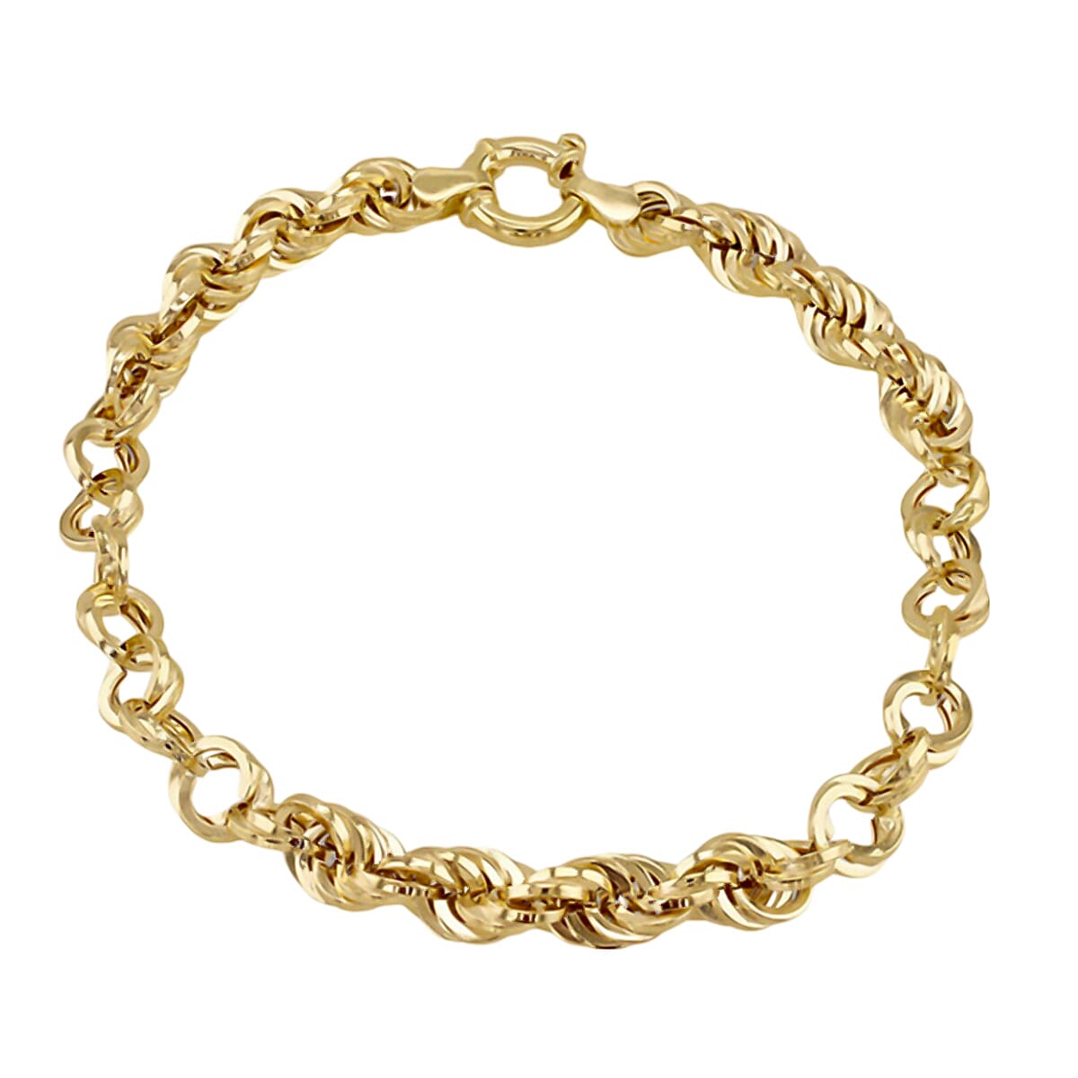 One Time Closeout - 9K Yellow Gold Fancy Rope Link Bracelet (Size - 7.5 ...
