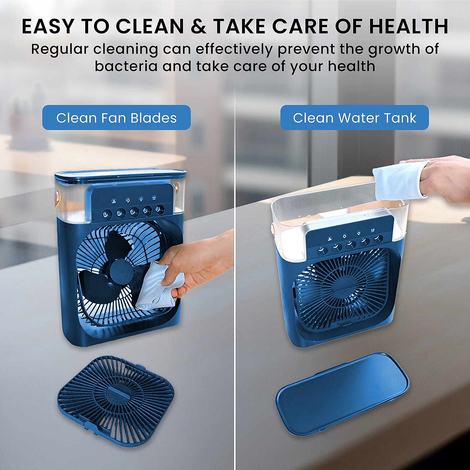 Portable Air Cooler Mist Fan Humidifier With Night Light and 600ML ...