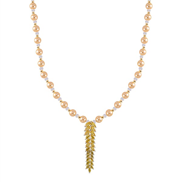 Designer Closeout - Golden Colour Shell Pearl, Gold Cubic Zirconia and ...