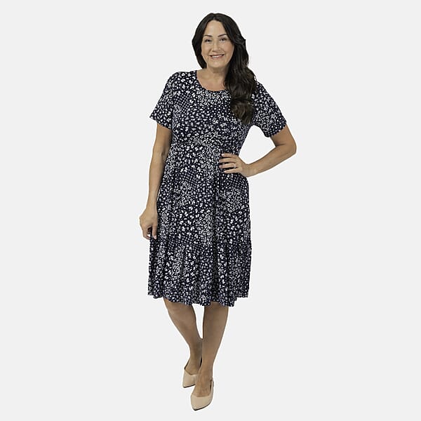 Emelia Floral Printed Midi Dress - Navy - 7755077 - TJC