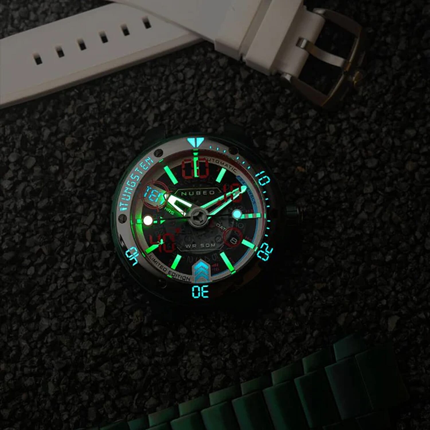 NUBEO Mariner Automatic Movt. 5 ATM Water Resistant Watch with Green ...
