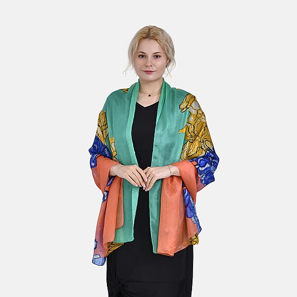 La Marey Mulberry Silk Painted Scarf - 7756617 - TJC