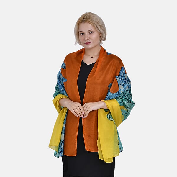LA MAREY Painted Chiffon Pure Silk Scarf - 7756632 - TJC
