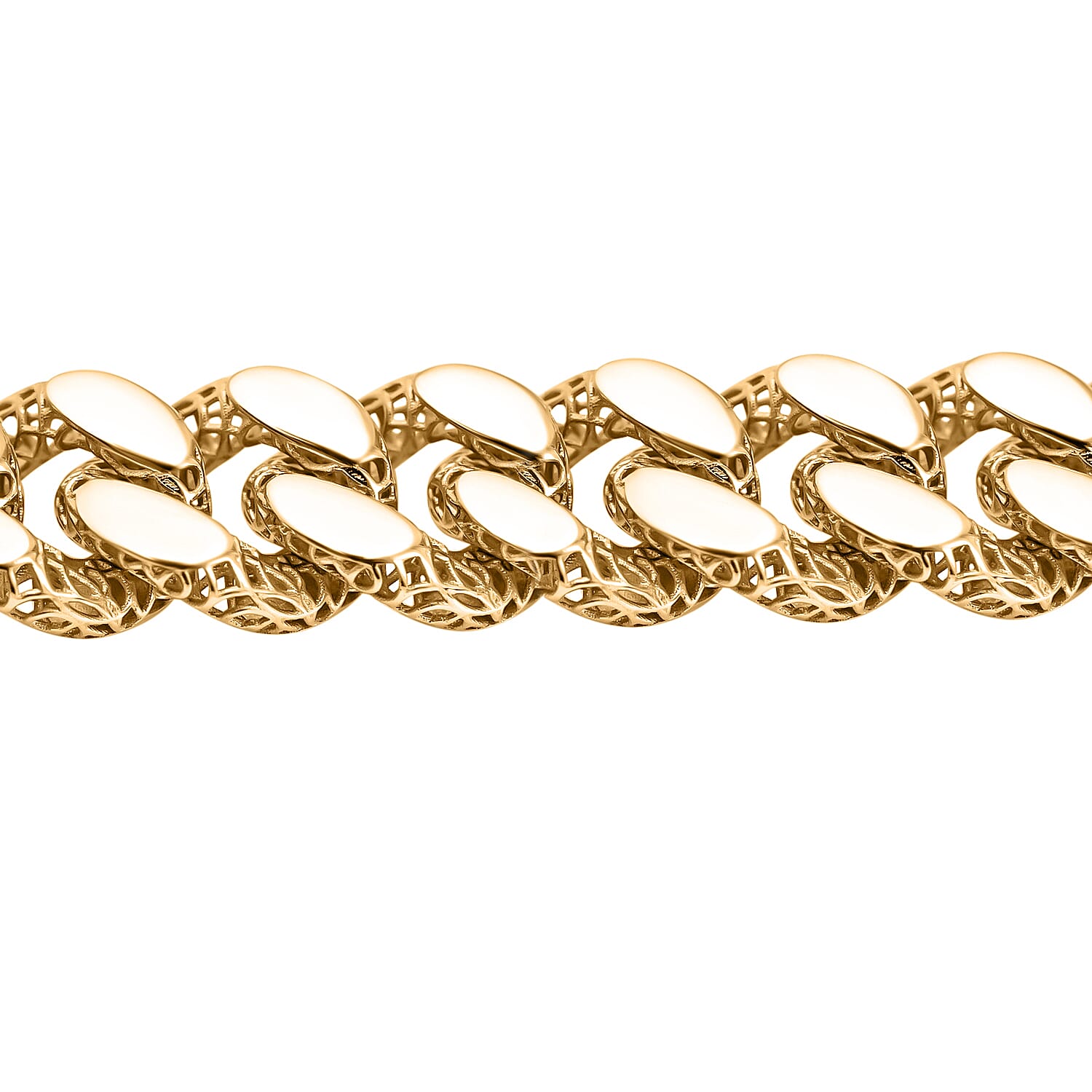 JCK Vegas Mega Showstopper- 9K Yellow Gold Broad Curb Bracelet (Size ...