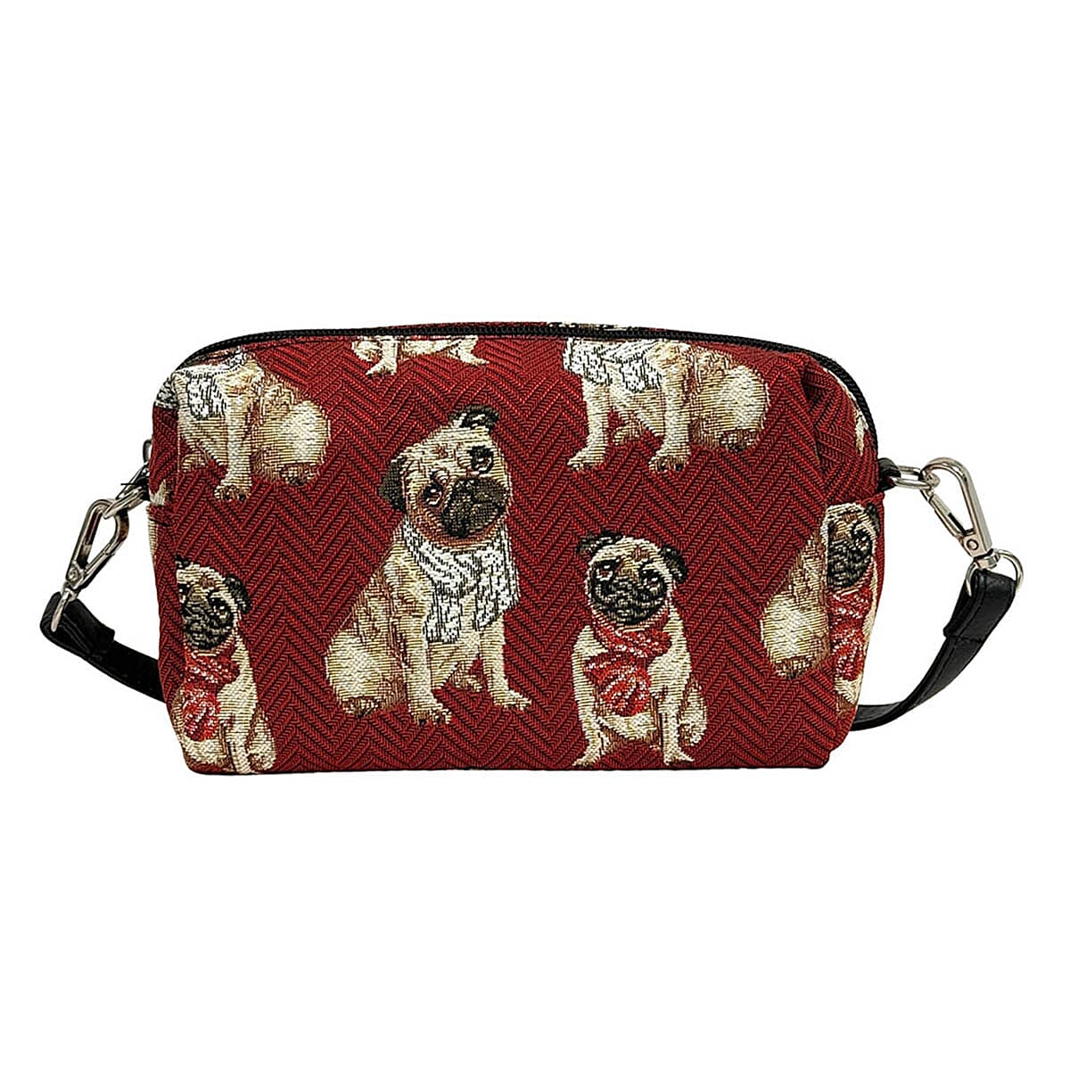 Signare Tapestry Fabric Crossbody Bag - Maroon - 7759515 - TJC